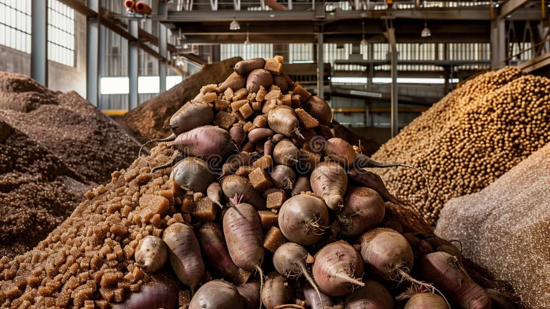 Raw Sugar Beets in Industrial Factory Setting Stock Illustration ...