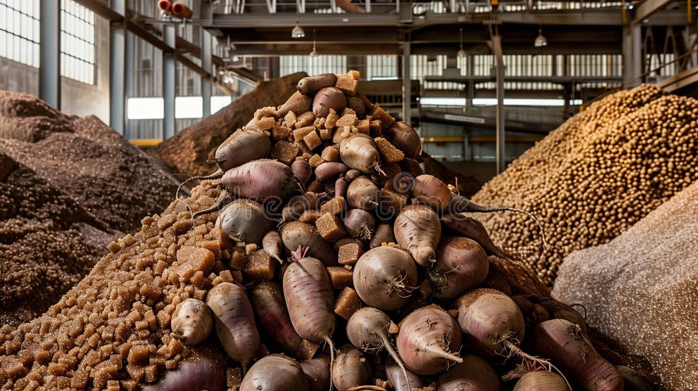 Raw Sugar Beets in Industrial Factory Setting Stock Illustration ...