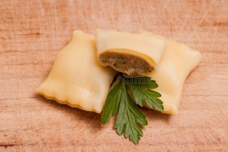 Raw swabian pockets stock image. Image of mealless, wood - 26134225