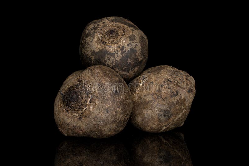 Raw Sweet Beetroot Isolated on Black Glass Stock Image - Image of ...