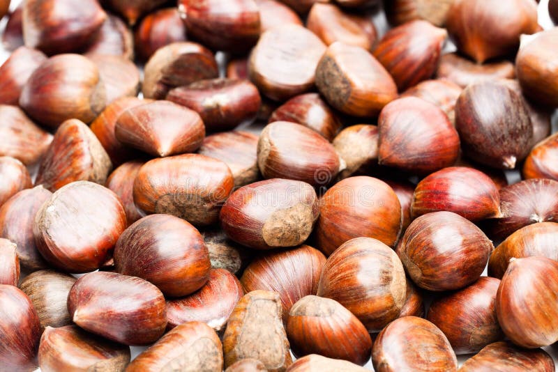 Dry Chestnuts Ready To Cook. Sale in the Autumn Grocery Market Stock ...