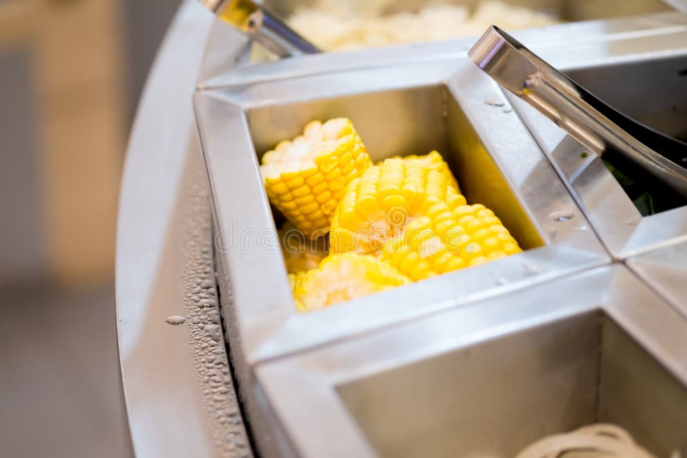 Raw Sweet Corn in Buffet Line Stock Photo - Image of background ...