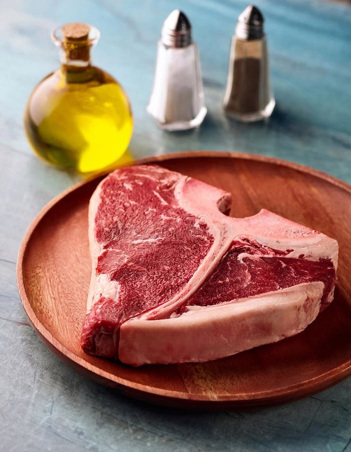 Raw T-bone Beef on the Plate Stock Illustration - Illustration of ...