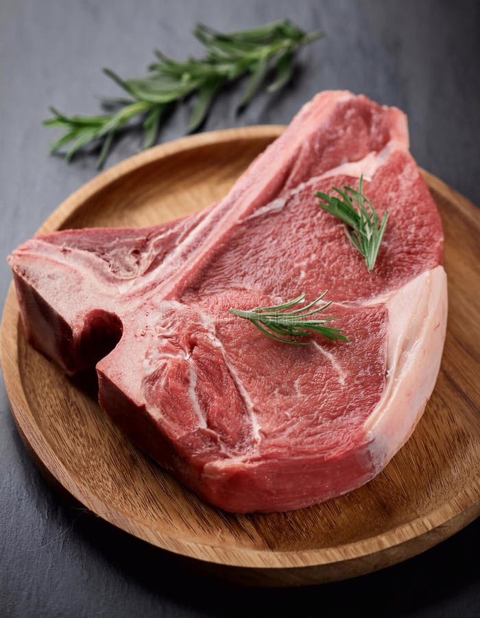 Raw T-bone Beef on the Plate Stock Illustration - Illustration of ...