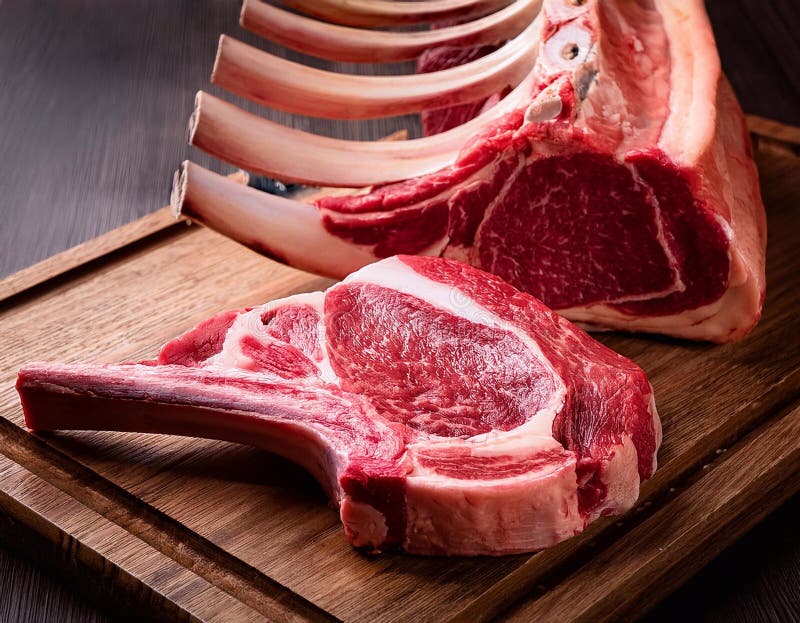 Raw T-bone Beef on the Plate Stock Illustration - Illustration of ...