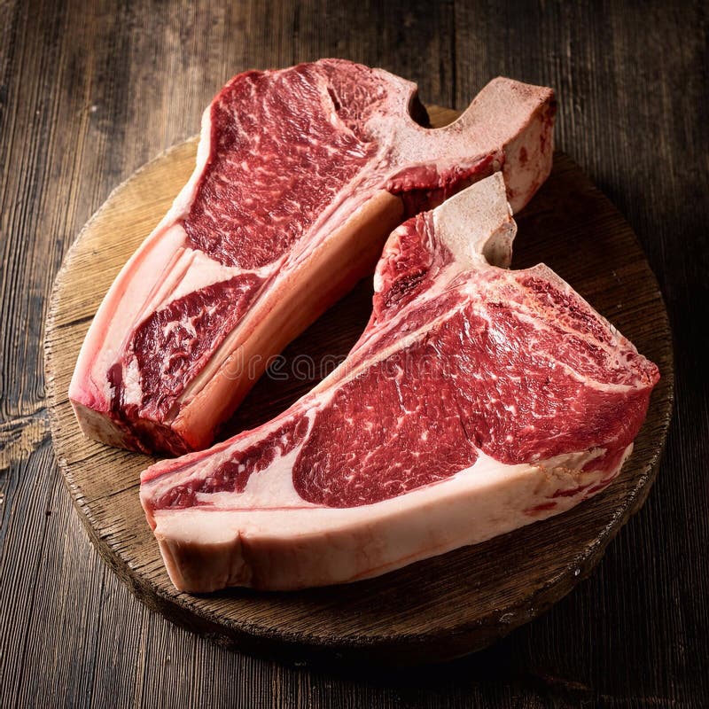 Raw T-bone Beef on the Plate Stock Illustration - Illustration of spice ...
