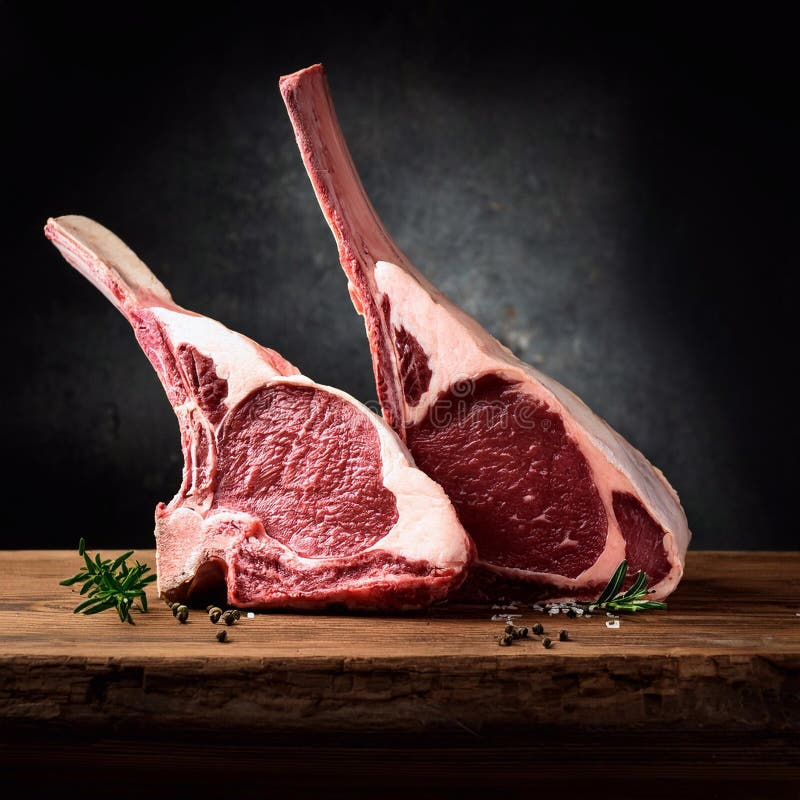 Raw T-bone Beef on the Plate Stock Illustration - Illustration of ...
