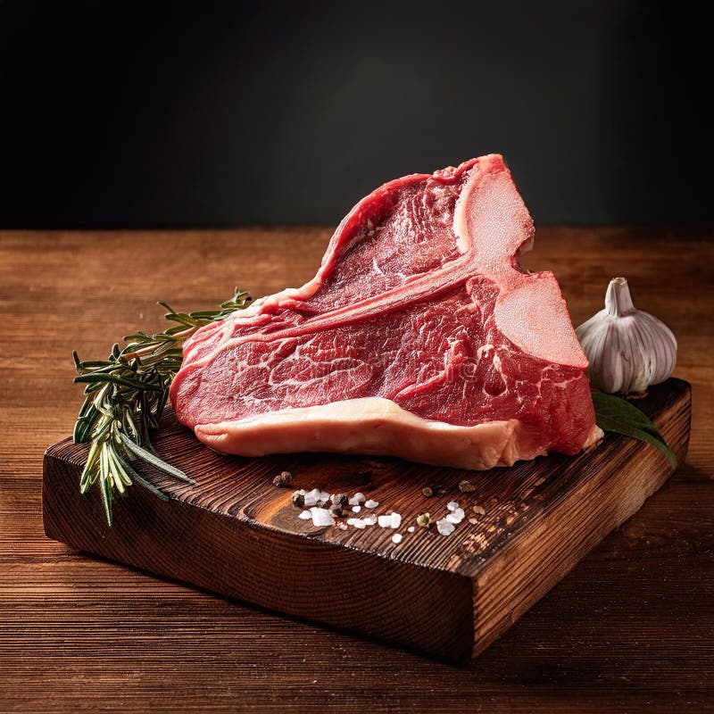 Raw T-bone Beef on the Plate Stock Illustration - Illustration of fresh ...