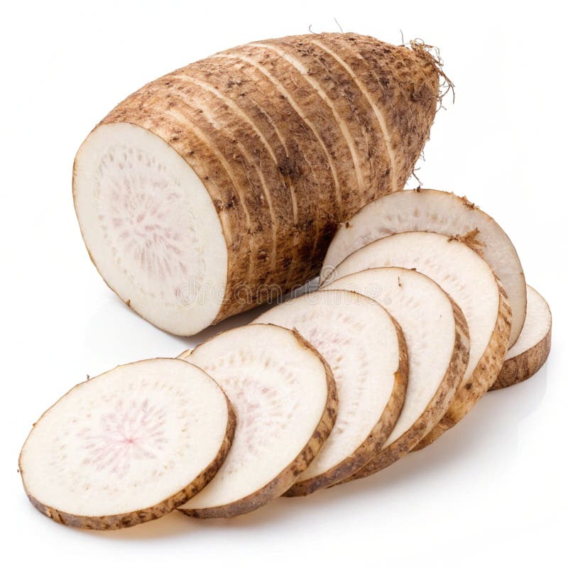 Raw Taro and Sliced stock illustration. Illustration of botanical ...