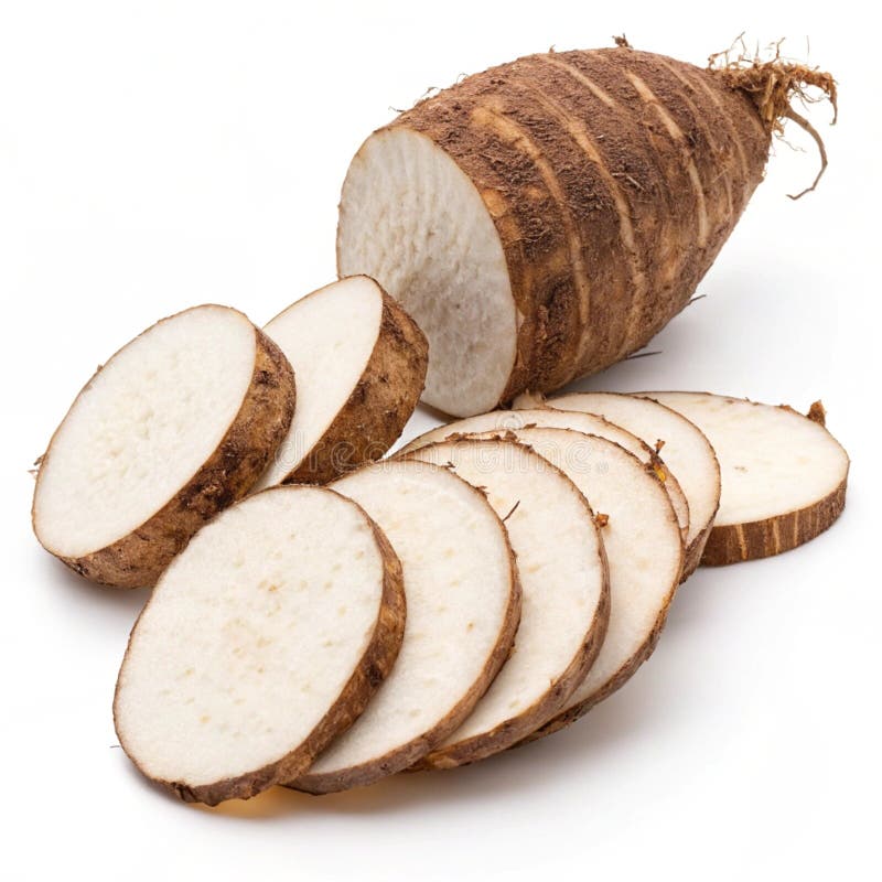 Raw Taro and Sliced stock illustration. Illustration of botanical ...