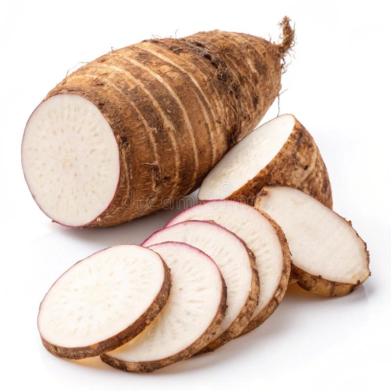 Raw Taro and Sliced stock illustration. Illustration of earthy - 366700766