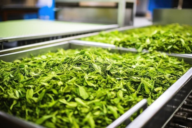 Raw Tea Leaves at the Start of the Processing Line Stock Image - Image ...