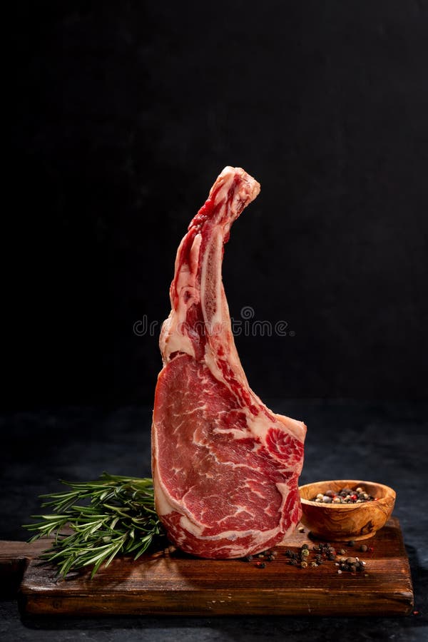 Raw Tomahawk Beef Steak and Spices Stock Image - Image of lunch, prime ...