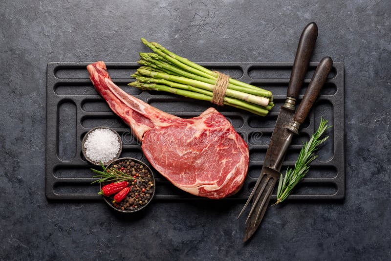 Raw Tomahawk Beef Steak and Spices Stock Image - Image of lunch ...
