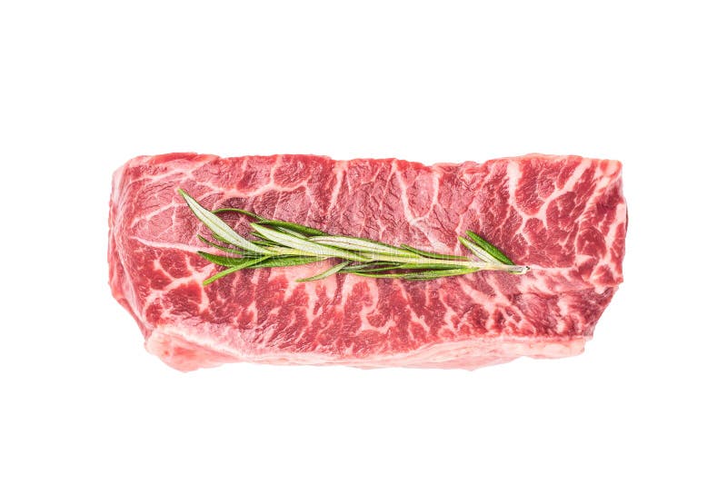 Raw Top Blade Steak, Marbled Black Angus Prime Beef Isolated on White ...