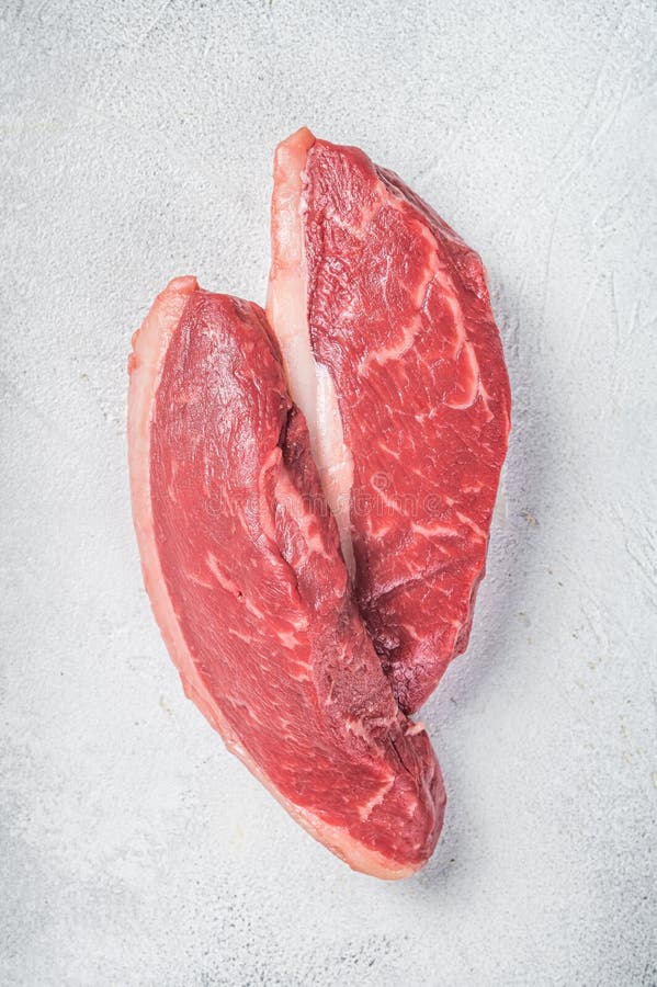 Raw Top Sirloin Steak, Cap Rump Beef Meat Steak. White Background Stock ...