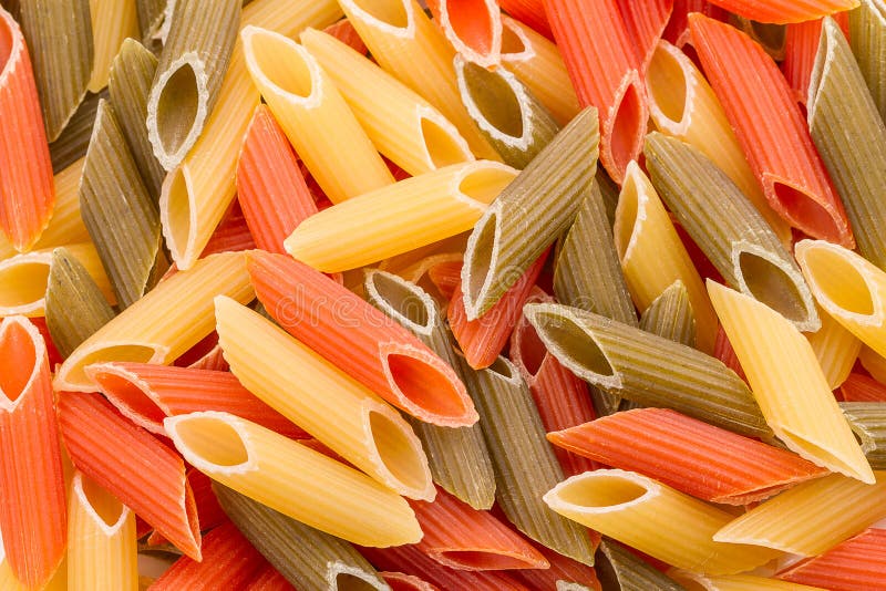 Raw Tri Colored Penne Pasta Stock Photo - Image of pasta, italian: 28444574