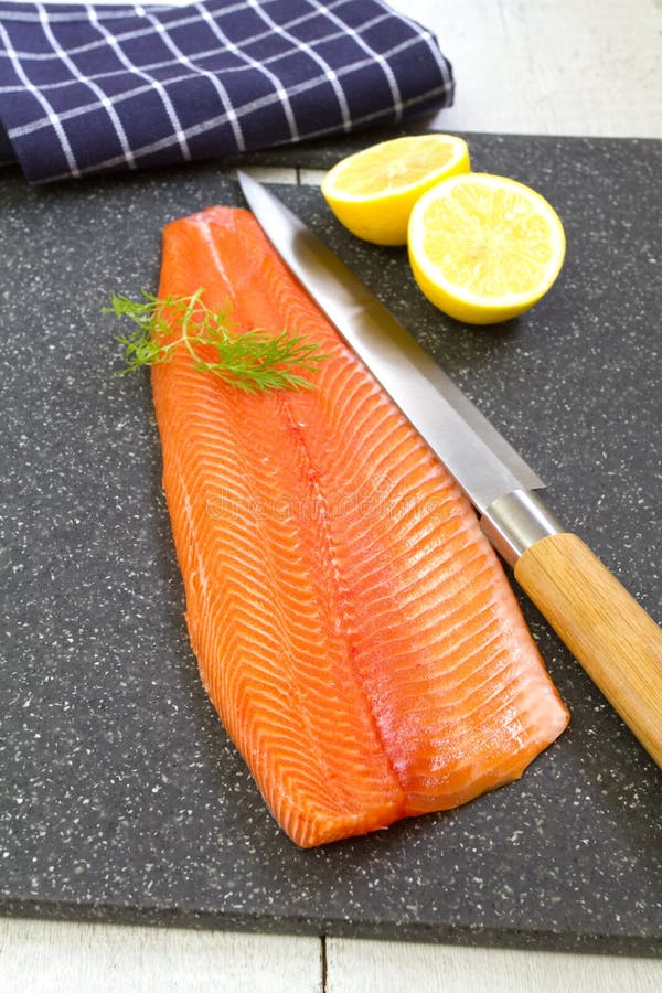 Raw trout fillet stock image. Image of healthy, pink - 141366123