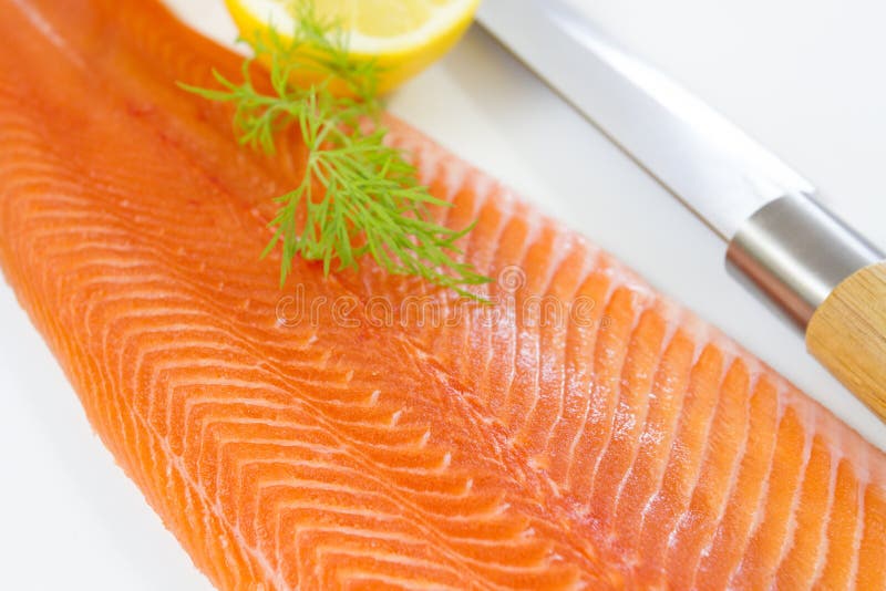 Raw trout fillet stock image. Image of cutting, food - 141366137