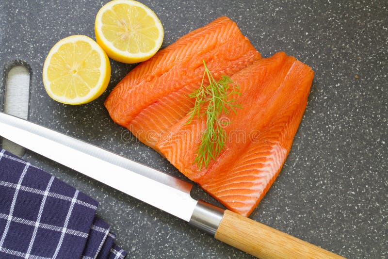 Raw trout fillet stock photo. Image of health, food - 141366240