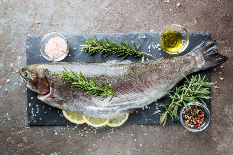 Raw trout fish stock image. Image of mediterranean, fishing - 137861315