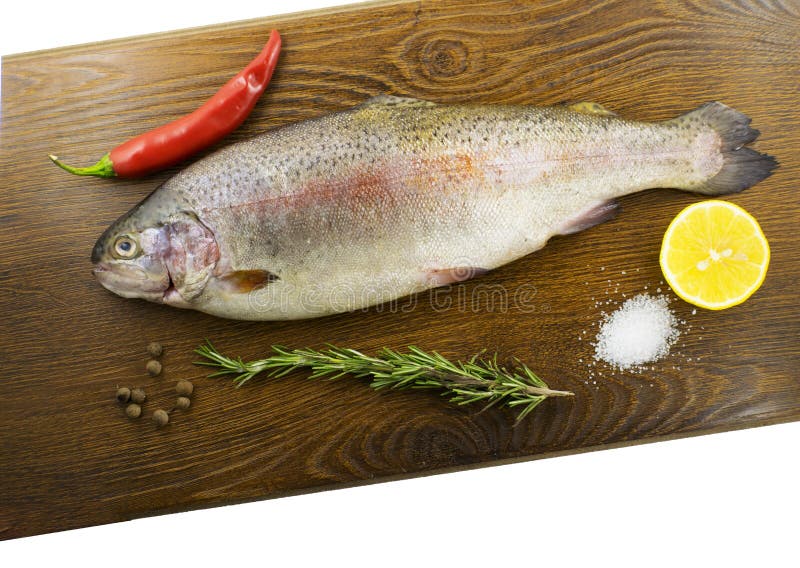 Raw Trout on a Wooden Board Stock Photo - Image of delicious, diet ...
