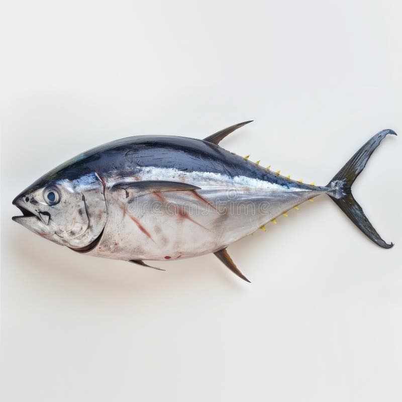 Raw Tuna Fish Displayed on Clean White Background Stock Illustration ...