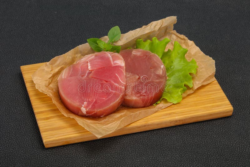 Raw Tuna Round Steak for Grill Stock Photo - Image of steak, cooking ...