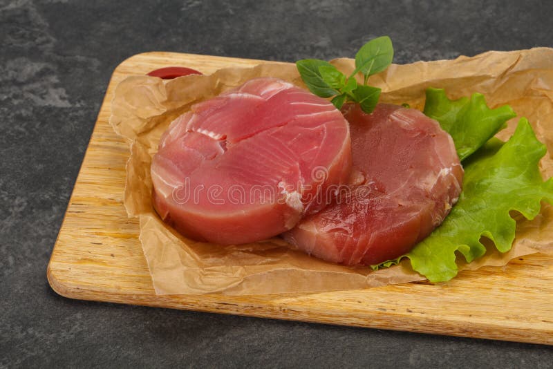Raw Tuna Round Steak for Grill Stock Photo - Image of fish, natural ...