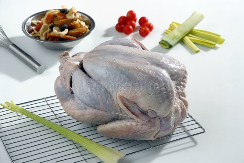 Raw Turkey Being Prepared To Cook Stock Image - Image of dinner ...