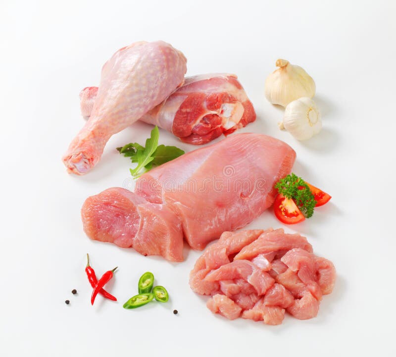 Raw turkey meats and cuts stock photo. Image of chili - 31989514