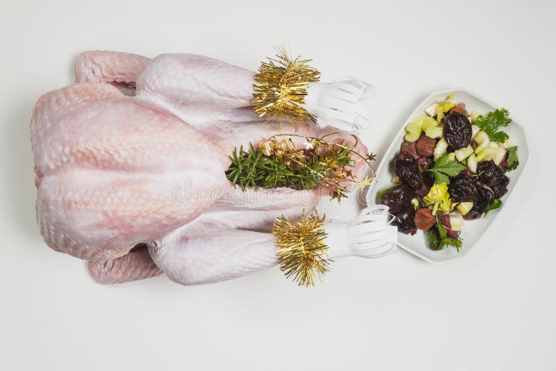 Raw Turkey, Preparation for Christmas Dinner Stock Image - Image of ...