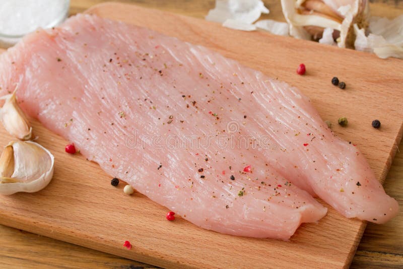 Raw turkey with salt stock photo. Image of wood, food - 55242696