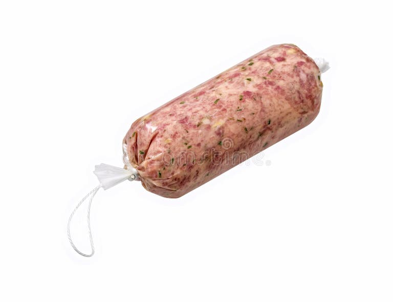 Raw Turkey Stuffing in Plastic Wrapping Isolated on White Stock Image ...