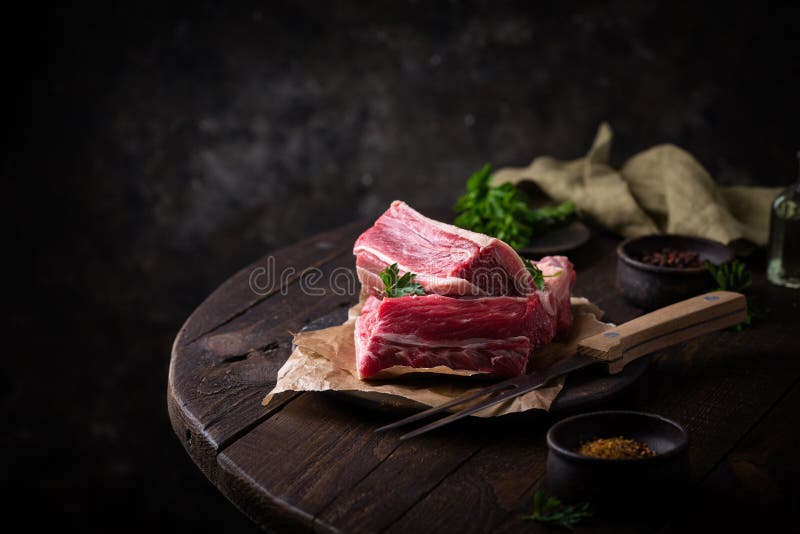 Raw Uncooked Fresh Meat Ribs Stock Photo - Image of bone, uncooked ...
