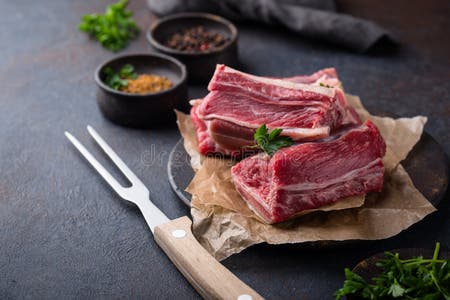 Raw Uncooked Fresh Meat Ribs Stock Photo - Image of salt, food: 320063558