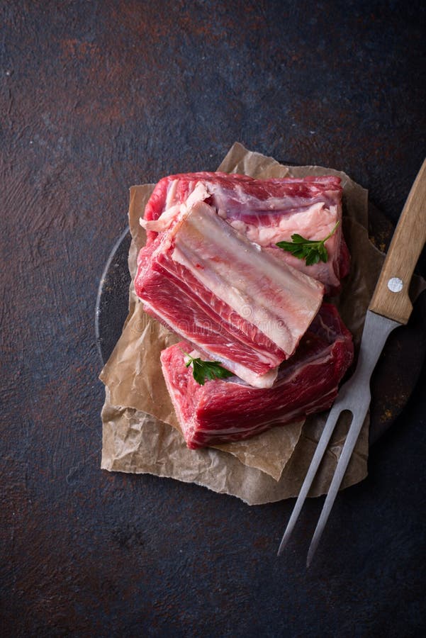 Raw Uncooked Fresh Meat Ribs Stock Photo - Image of beef, table: 320063640