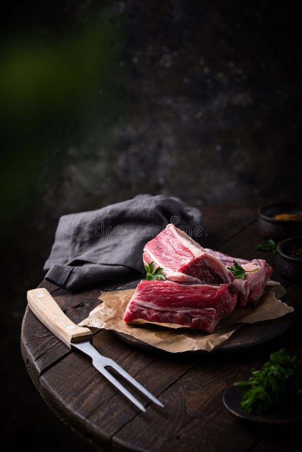 Raw Uncooked Fresh Meat Ribs Stock Photo - Image of salt, food: 320063558