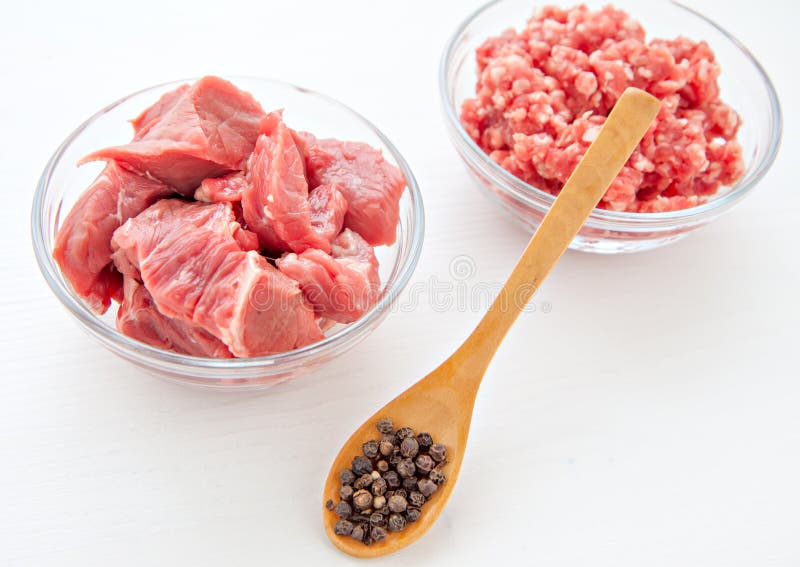 Raw Uncooked Meat Food at White Background Stock Photo - Image of white ...