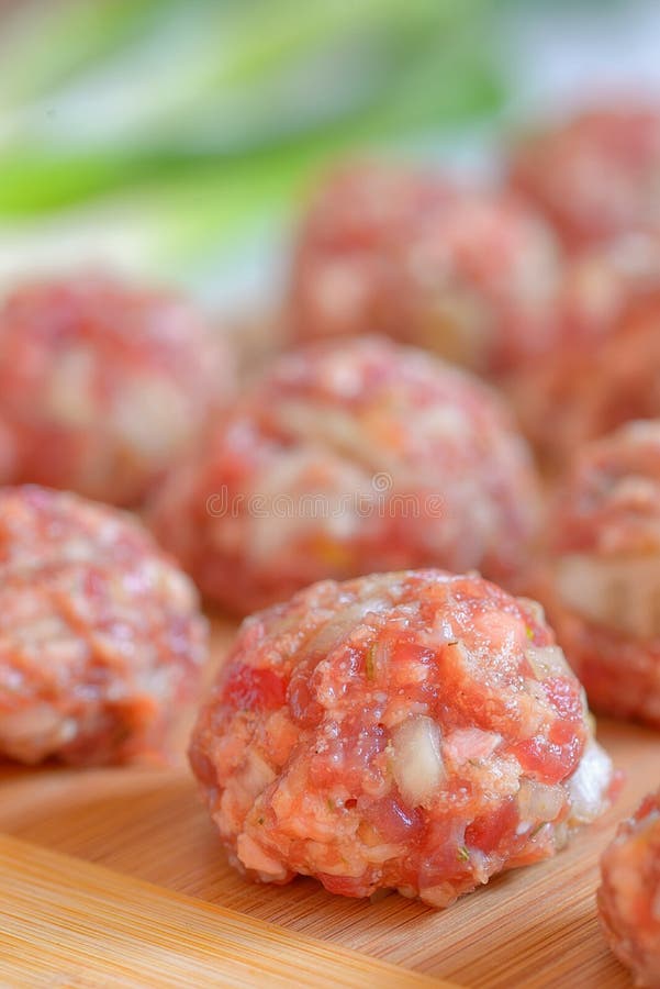 Raw Uncooked Meatballs stock photo. Image of meat, beef - 85410664