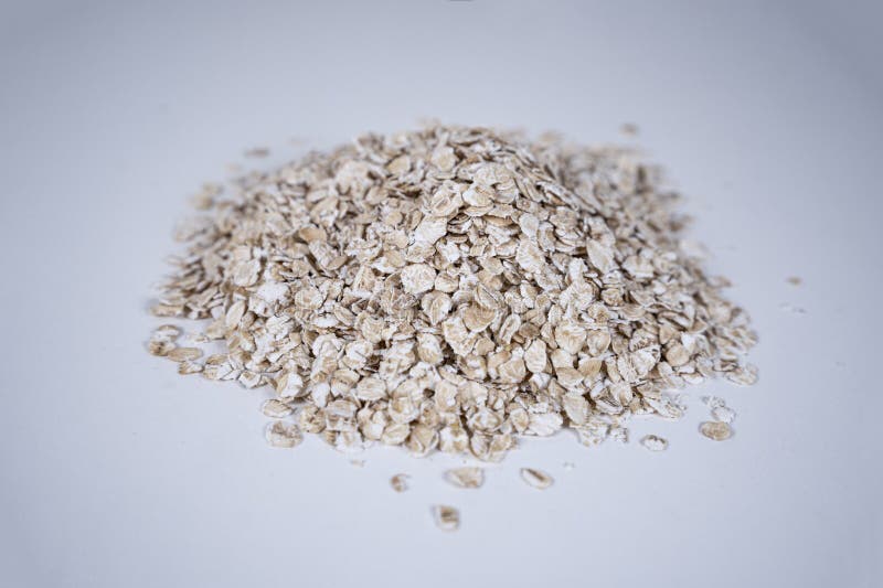 Raw Uncooked Oatmeal from Above with a White Background Stock Image ...