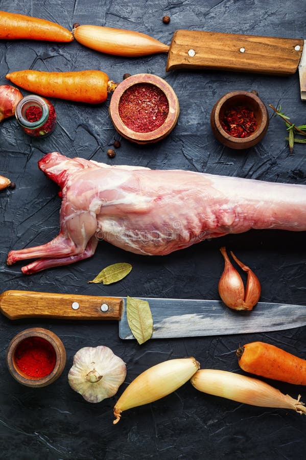 Raw uncooked rabbit stock image. Image of nutritious - 202611819