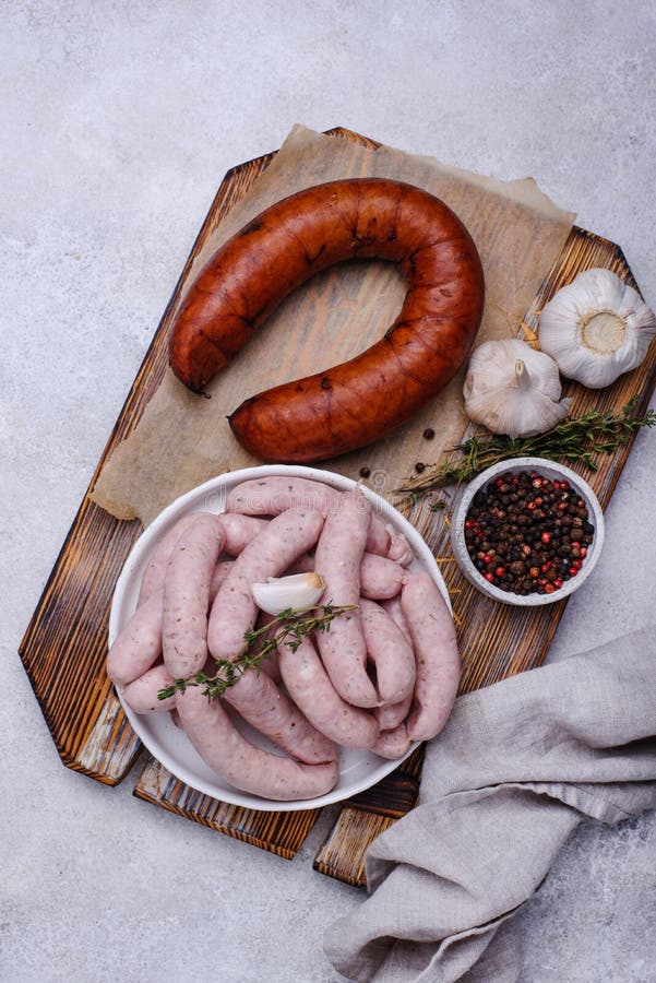 Raw Uncooked Sausages for Grilled Stock Image - Image of lunch, table ...