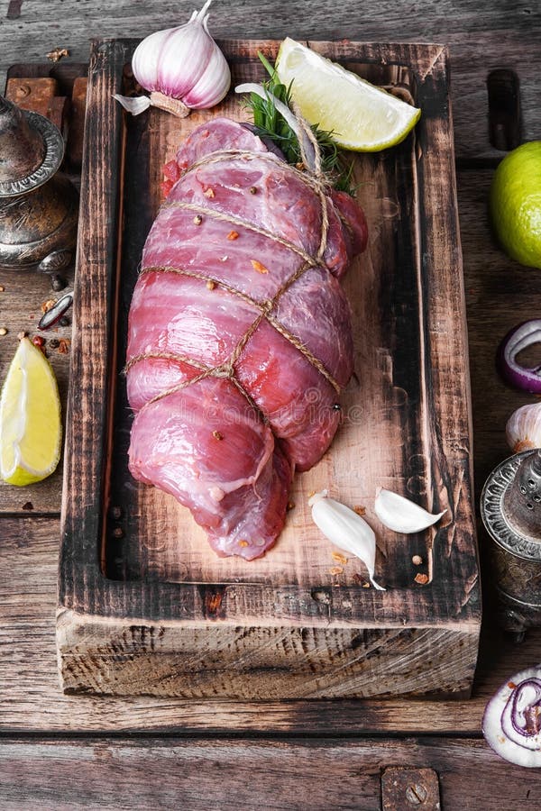 Raw veal meat. stock photo. Image of meat, preparation - 92407514