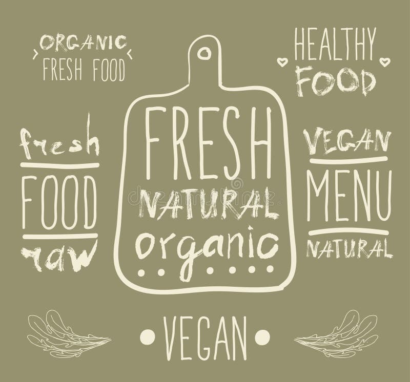 Raw Vegan Food. Calligraphy Stock Illustration - Illustration of poster ...