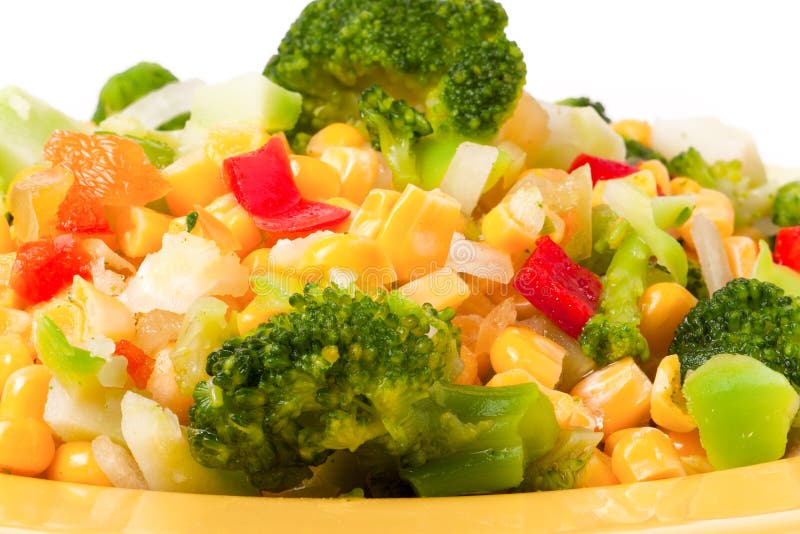 Raw Vegetable Mix on the Yellow Plate Stock Image - Image of corn ...