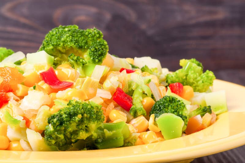 Raw Vegetable Mix on the Yellow Plate Stock Image - Image of colorful ...