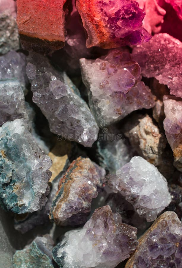 Raw Violet Amethyst Rock with Crystal Ametist Stock Image - Image of ...