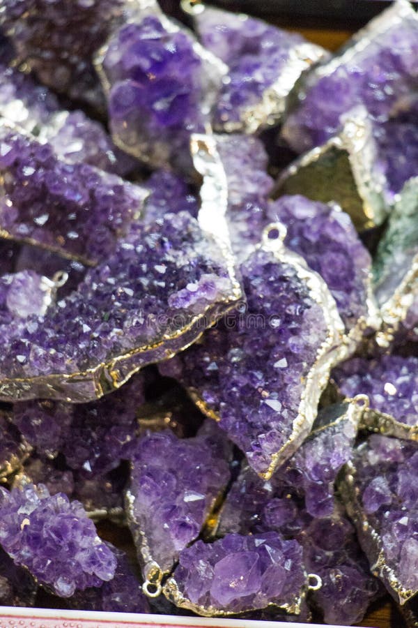 Raw Violet Amethyst Rock with Crystal Ametist Stock Image - Image of ...