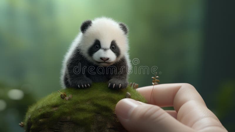 Raw Vulnerability: a Hyper-realistic Illustration of a Small Panda Bear ...
